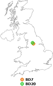 Distance between BD7 and BD20 - postcode-info.co.uk
