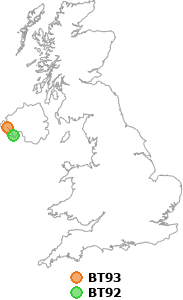 Distance between BT93 and BT92 - postcode-info.co.uk