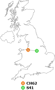 Distance between CH62 and S41 - postcode-info.co.uk