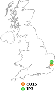 Distance between CO15 and IP3 - postcode-info.co.uk