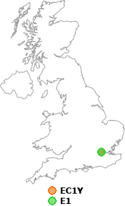 Distance between EC1Y and E1 - postcode-info.co.uk