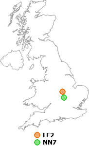 Distance between LE2 and NN7 - postcode-info.co.uk
