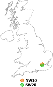 Distance between NW10 and SW20 - postcode-info.co.uk