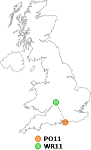 Distance between PO11 and WR11 - postcode-info.co.uk