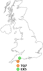 Distance between TQ7 and EX5 - postcode-info.co.uk